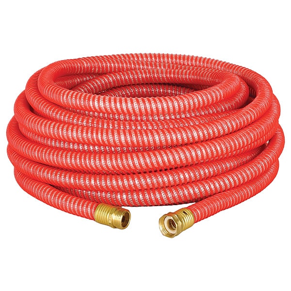 Tuff Guard 5/8 in ID x 50 ft L Water Hose, Rubber Tube, Red, Brass x ...