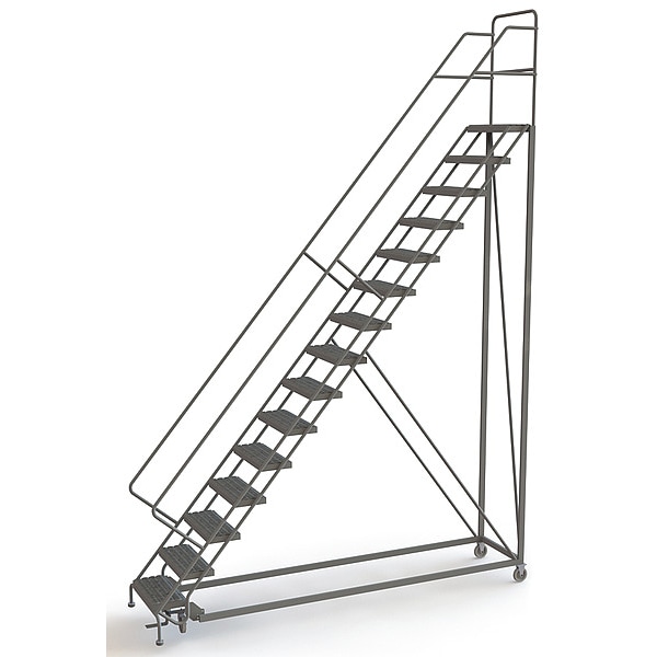 Tri-Arc 186 in H Steel Configurable Rolling Ladder, 15 Steps, 450 lb ...