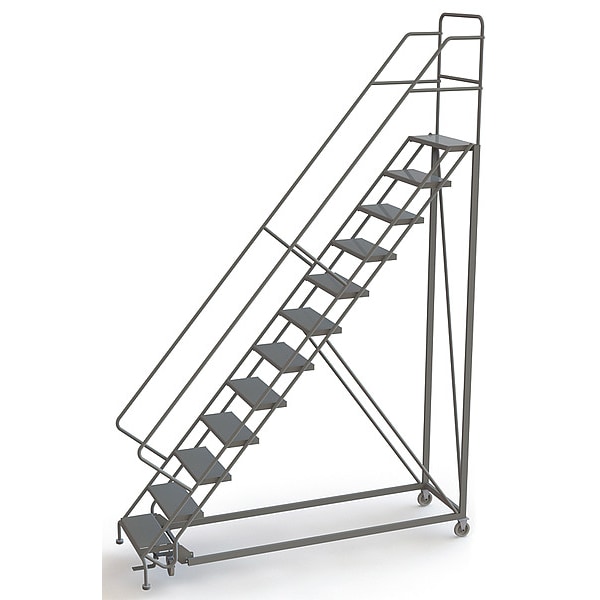 Tri-Arc 156 in H Steel Configurable Rolling Ladder, 12 Steps, 450 lb ...