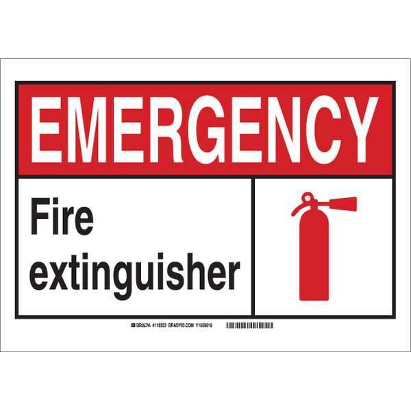 Brady Fire Extinguisher Sign, 5" Height, 7" Width, Polyester, Rectangle ...