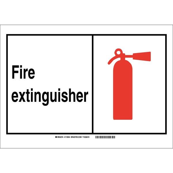 Brady Fire Extinguisher Sign, 14" Height, 10" Width, Polyester ...