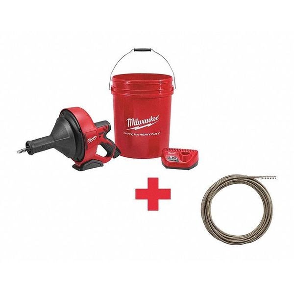 Milwaukee Tool 25 ft Cordless Drain Cleaning Machine, 12V 54DM03 ...