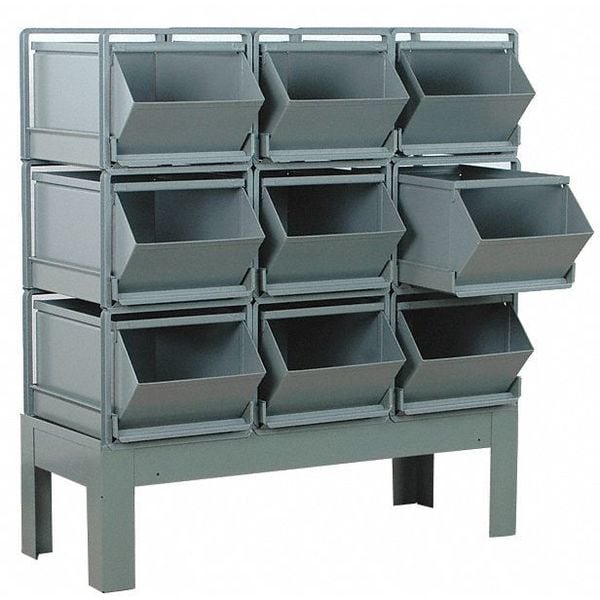 Stackbin Steel Sectional Stacking Bin, 46 in D x 47 in H x 24 in W, 3 ...