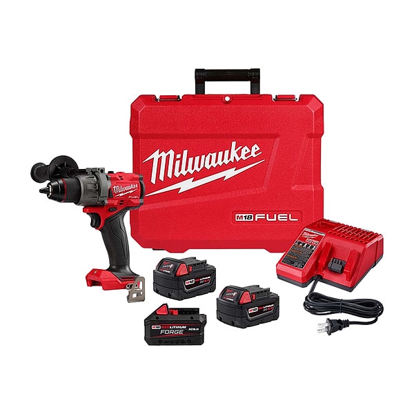 Milwaukee Tool M18 FUEL 1/2" Hammer Drill/Driver Kit + M18 FORGE XC8.0 ...