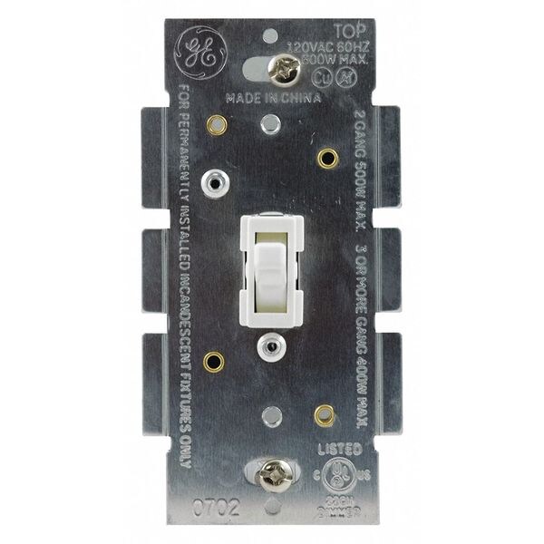 Ge Toggle Switch, Single Pole, Dimmer, White 18025 | Zoro
