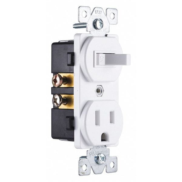 Ge Wall Switch and Outlet, Single Pole, White 59797 | Zoro