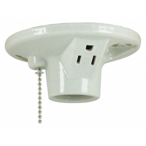 Ge Porcelain Lampholder, with Chain, White 18305 | Zoro