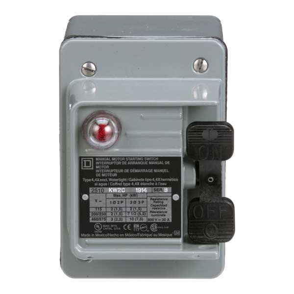 Square D Manual Motor Switch, NEMA, 600VAC, 2P, M-1 2510KW2C | Zoro