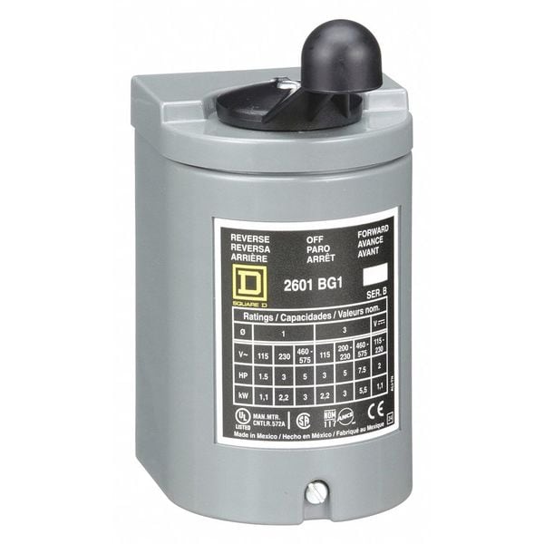 Square D Switch, Drum Reversing, Plastic Handle 2601BG1 | Zoro