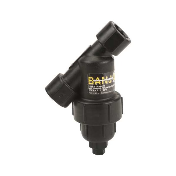 Banjo Y Strainer, 1/2" Pipe, FNPT x FNPT, Polypropylene, 150 psi LS050 ...