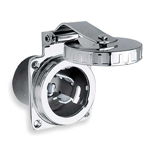 Hubbell HBL504SS 50A Marine Flanged Locking Inlet 3P 4W 125/250VAC ...