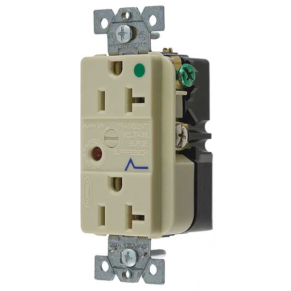 Hubbell Receptacle, 20 A Amps, 125V AC, Flush Mount, Decorator Duplex ...
