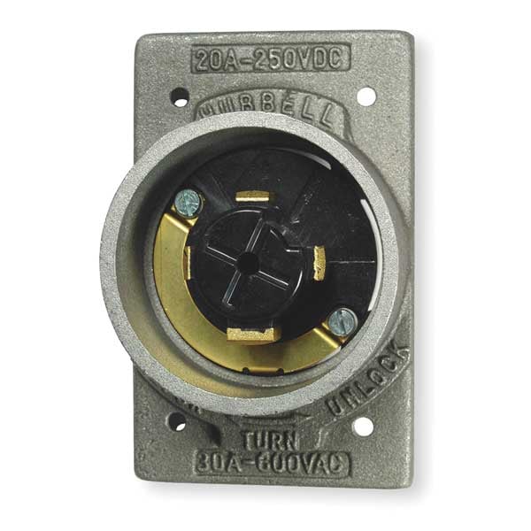 Hubbell Wiring Device-Kellems Flanged Locking Inlet, Non-NEMA, 30 A ...