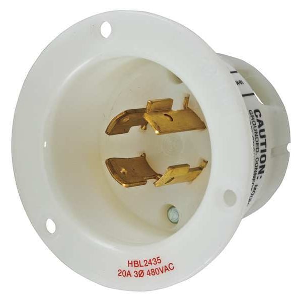 Hubbell Wiring Device-Kellems Flanged Locking Inlet, 20 A, 480V AC ...