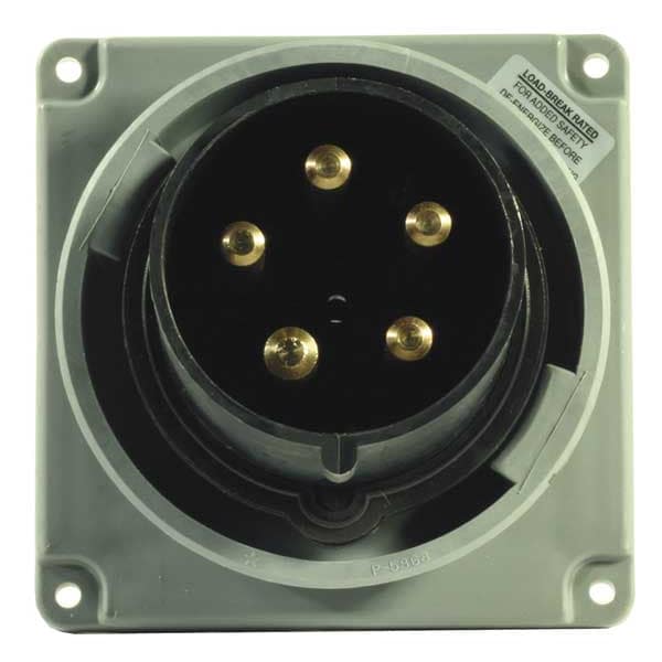 Hubbell IEC Pin and Sleeve Inlet, 100A, 600V, Black HBL5100B5W | Zoro
