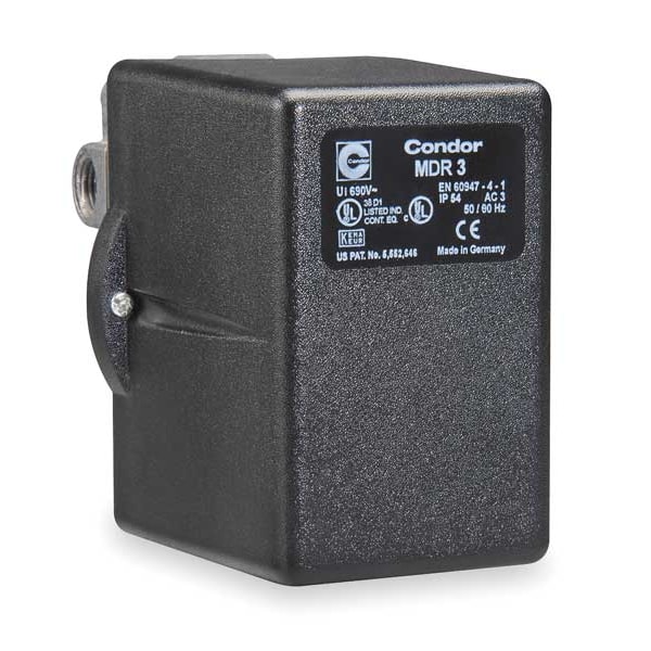 Condor Usa Pressure Switch, Standard, 3PST, 45 to 160 psi, 3/8" FNPT, 1 ...