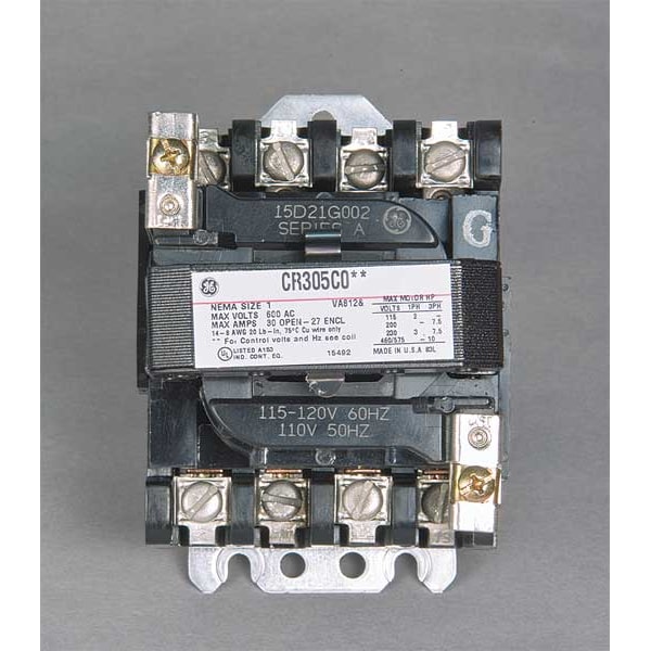 Ge 120VAC Non-Reversing Magnetic Contactor 3P 27A NEMA 1 CR305C002 | Zoro