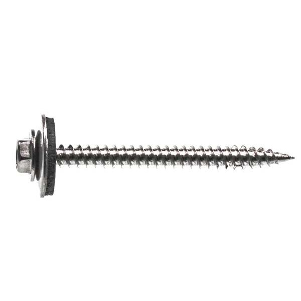 Zoro Select Self-Piercing Screw, Plain 316 stainless steel Hex Washer ...