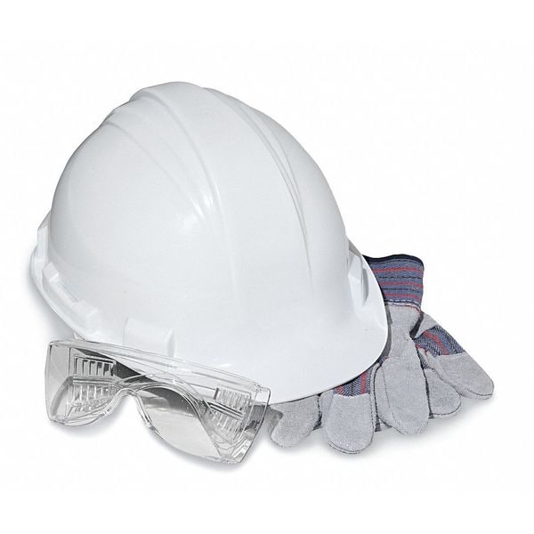 Lab Safety Supply Front Brim Hard Hat Construction Kit w/ Safety ...