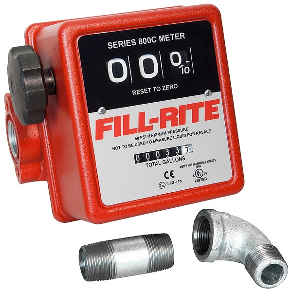 Fill-Rite Pump Flow Meter, 3-Wheel, 3/4 In, 5-20 gal. 807CMK | Zoro