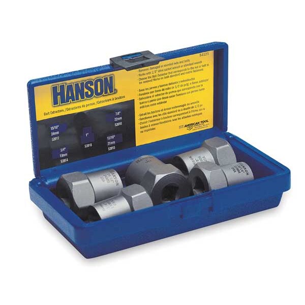 IRWIN HANSON Bolt Extractor Set,3/4-1 In,5 Pc (54125) | Zoro