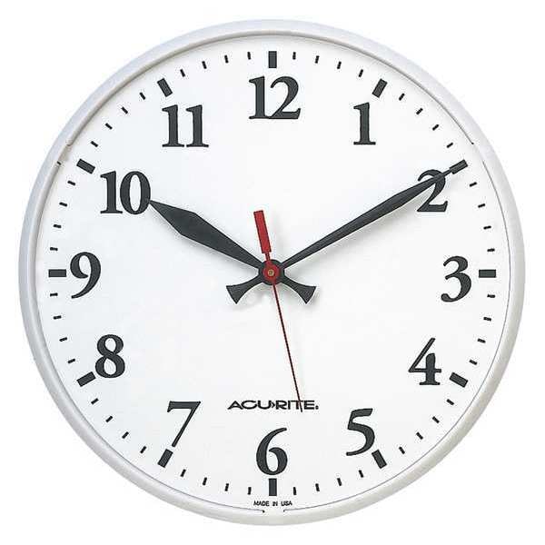 Zoro Select 12-1/2" Analog Wall Clock, White 3LYK5 | Zoro