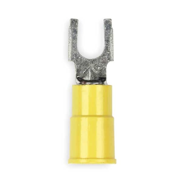 3M Fork Terminal, #6 Stud Size, 10 AWG, 600 V, Vinyl Insulated, Yellow ...