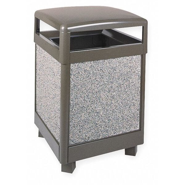 Rubbermaid 45 gal. Square Trash Can, Bronze, None, Steel FGR48HT6000PL ...