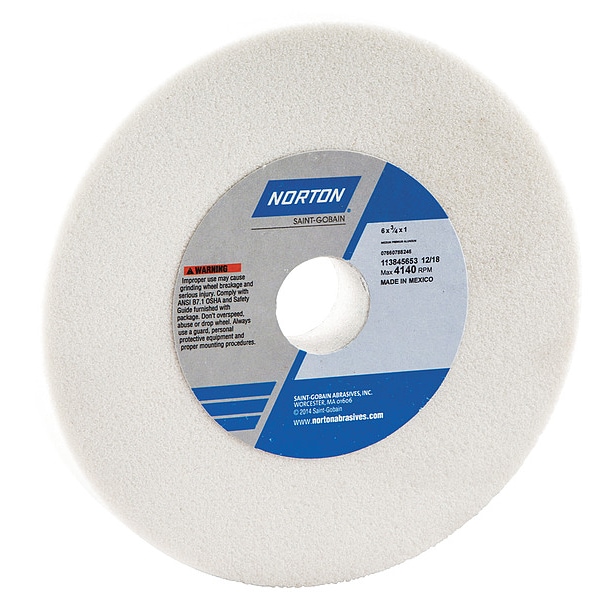 Norton Abrasives Grinding Wheel, T1, 6x3/4x1, AO, 60G, Wht 07660788246 ...