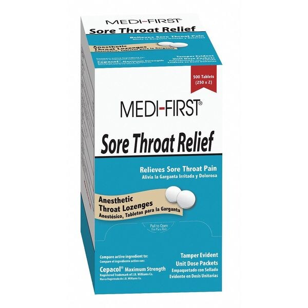 Medi-First Sore Throat Relief, Lozenge, PK500 81213 | Zoro