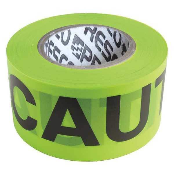 Zoro Select Barricade Tape, Caution, Fluorescent Green, 3 in Wide x 500 ...