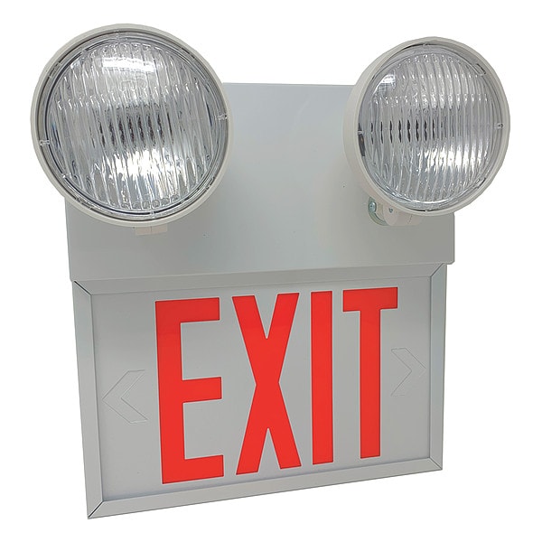 Big Beam Exit Sign with Emergency Lights, White, 1 Face(s), LED ...