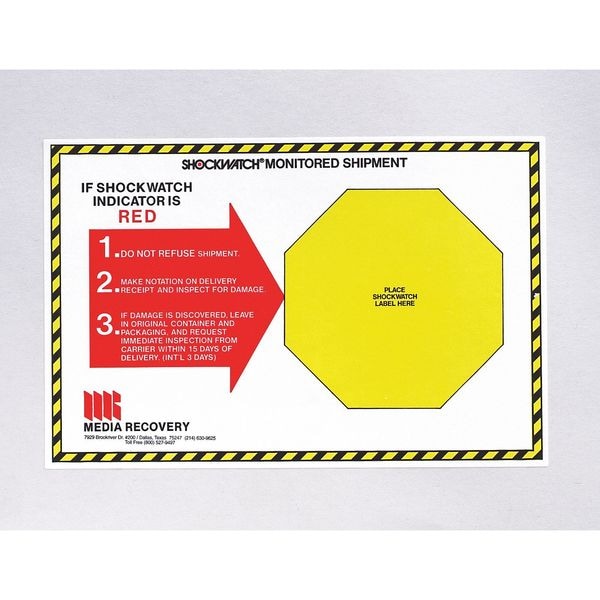 Shockwatch Shipping Labels, Red/Yellow, PK200 26106 | Zoro