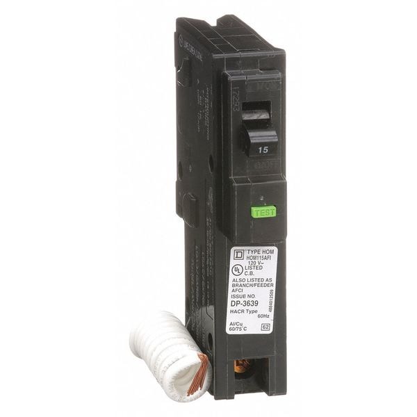 SQUARE D 15A, 1 pole Miniature Circuit Breaker, HOM, 120/240V AC ...