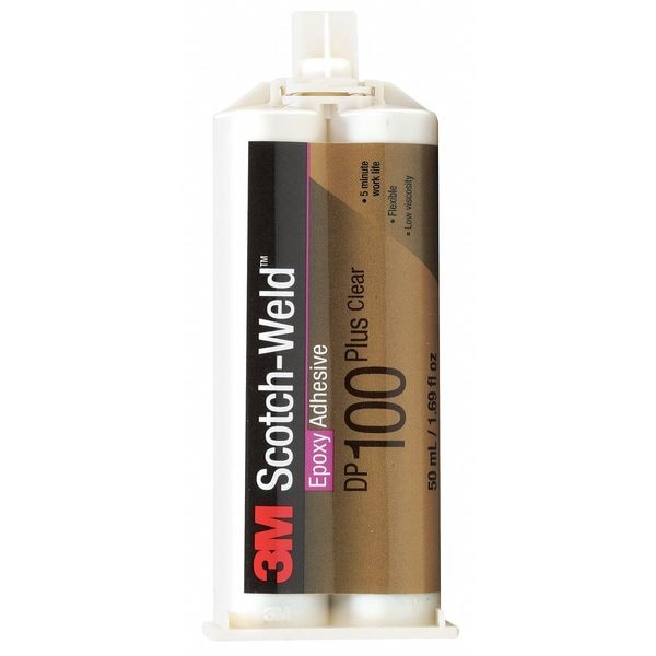 3M Epoxy Adhesive, DP100 PLUS Series, Cartridge, 1:1 Mix Ratio, 20 min ...