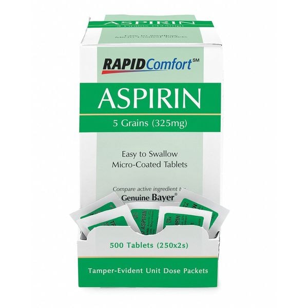 Rapid Comfort Aspirin, Tablet, 325mg, PK500 3XKY1 | Zoro