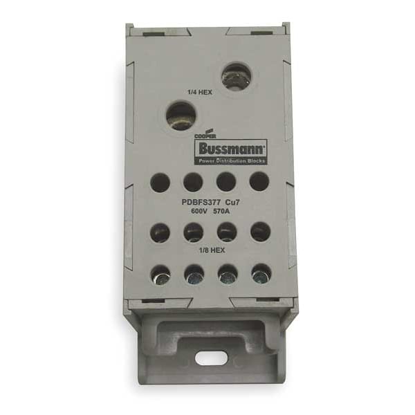 Eaton Bussmann Power Distribution Block, Finger-Safe, 1 Pole, 570 A Copper, 600 V AC/DC, DIN ...