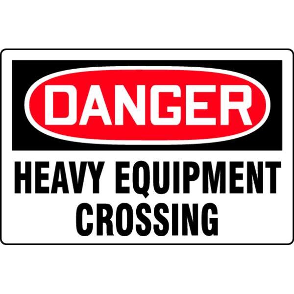 Accuform Danger, Heavy Equipment Crossing, 36" W x 24" H, Rectangle ...