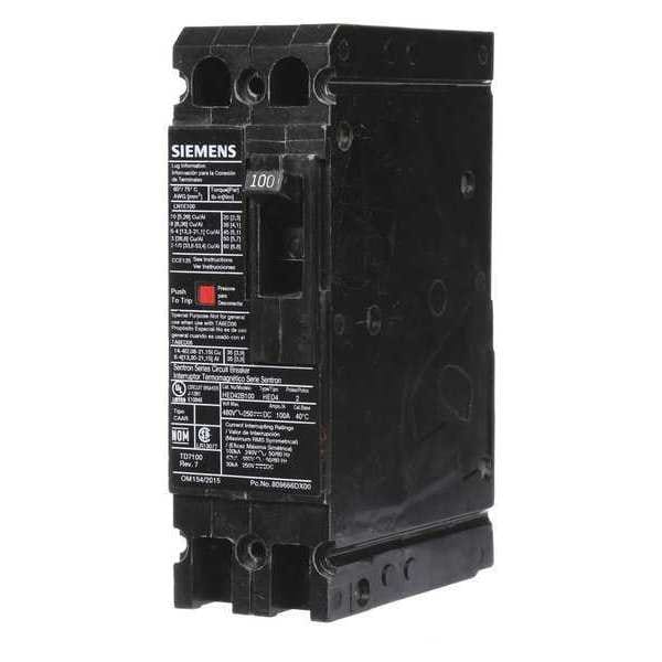 SIEMENS 100A, 2 pole Molded Case Circuit Breaker, HED4, 480V AC ...