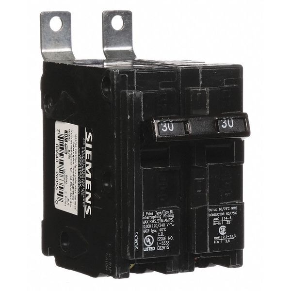 SIEMENS 30A, 2 pole Miniature Circuit Breaker, BL, 120/240V AC, - B230