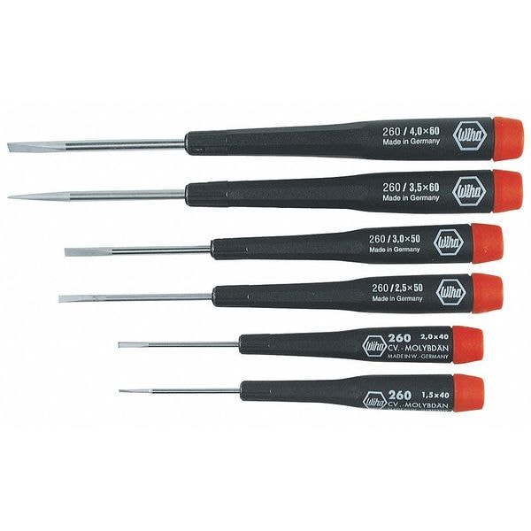 Wiha Precision Screwdriver Set, Slotted, 6 pcs 26090 | Zoro