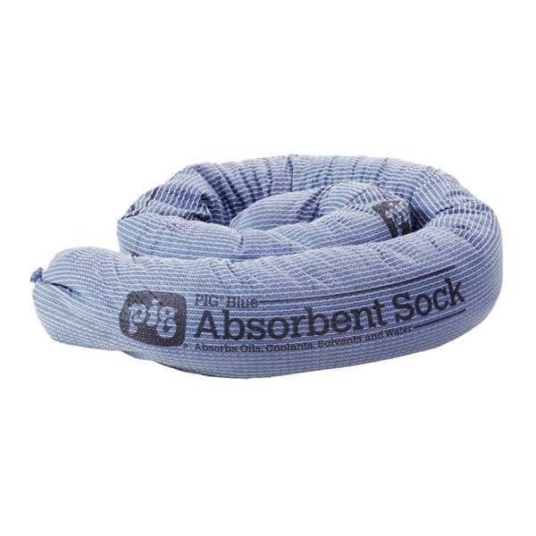 Pig Sorbent Sock, 30 gal, 3 in x 48 in, Universal, Blue, 40 PK 4048 | Zoro