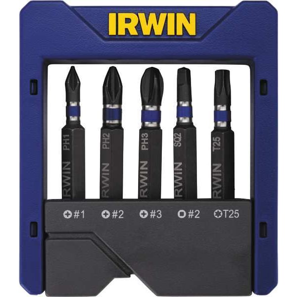 Irwin Screwdriver Bit Set, 5 Pieces, 1/4" Shank 1866976 | Zoro