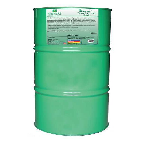 Renewable Lubricants 55 gal Bio-AW Turbine R and O Fluids Drum 68 ISO ...