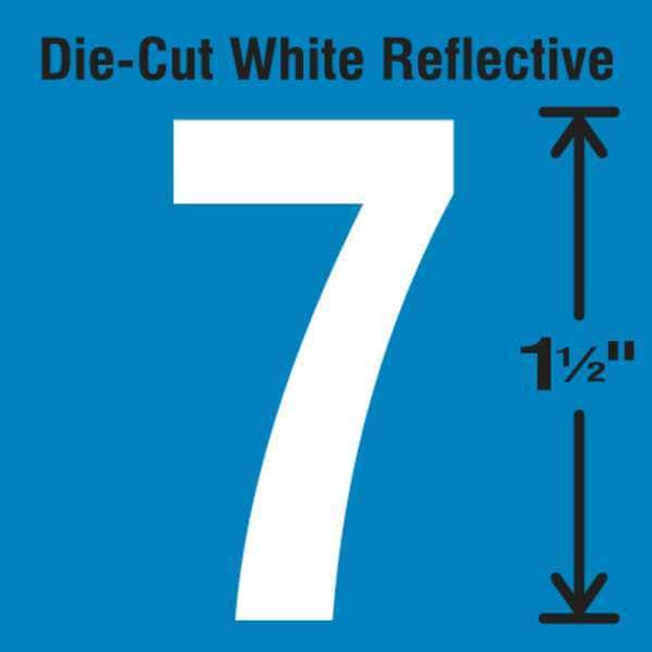 Stranco Die-Cut Reflective Number Label, 7, PK5 DWR-1.5-7-5 | Zoro