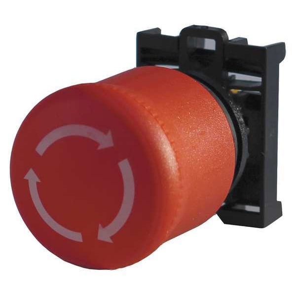 Eaton E-Stop Pushbutton Operator, Red, 22mm, Legend: Turn to Release Arrows M22-PVT | Zoro