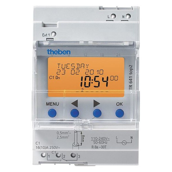 Theben Electr Timer, Din Rail, 365 Day, Astro, 1Chn TR-641-TOP-2-RC-12 ...
