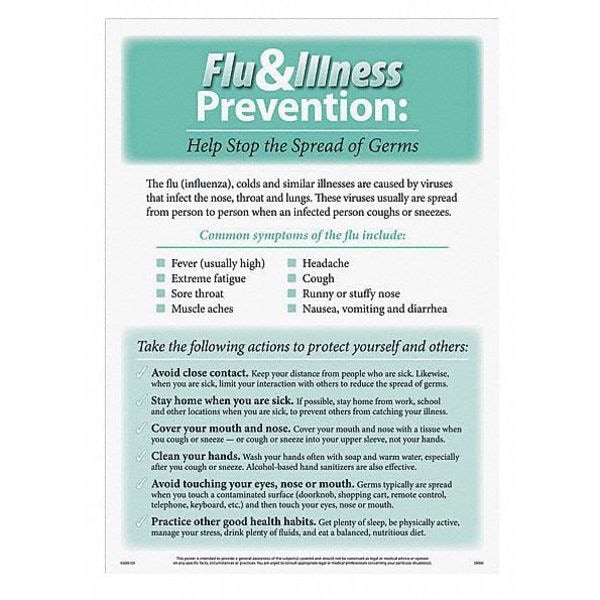 Complyright Flu and Illness Prevention Poster, Eng NR0018 | Zoro
