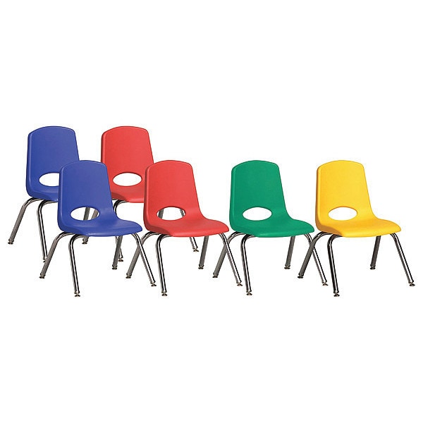 Ecr4Kids Chair, Stack, 12", Ast, PK6 ECR15110ASG | Zoro