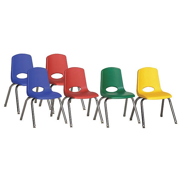 Ecr4Kids Chair, Stack, 14", Ast, Gld Chrome Legs, PK6 ECR15111ASG | Zoro